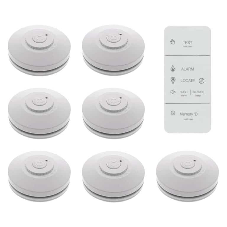 7x RED R10RF Photoelectric Interconnected Wireless Smoke Alarms with ...