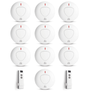 5x Wireless Interconnected Smoke Alarms Pack With Remote Controller ...